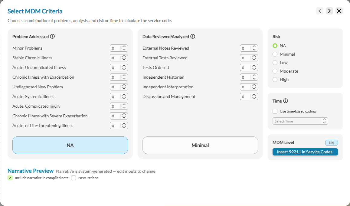 Determining E/M Service Codes using Medical Decision Making (MDM) & Time